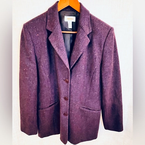 Talbots | Jackets & Coats | Beautiful Talbot 0 Wool Purple Herringbone ...